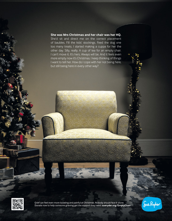 GOOD delivers powerful 'Empty chair' campaign for Sue Ryder - Marketing ...