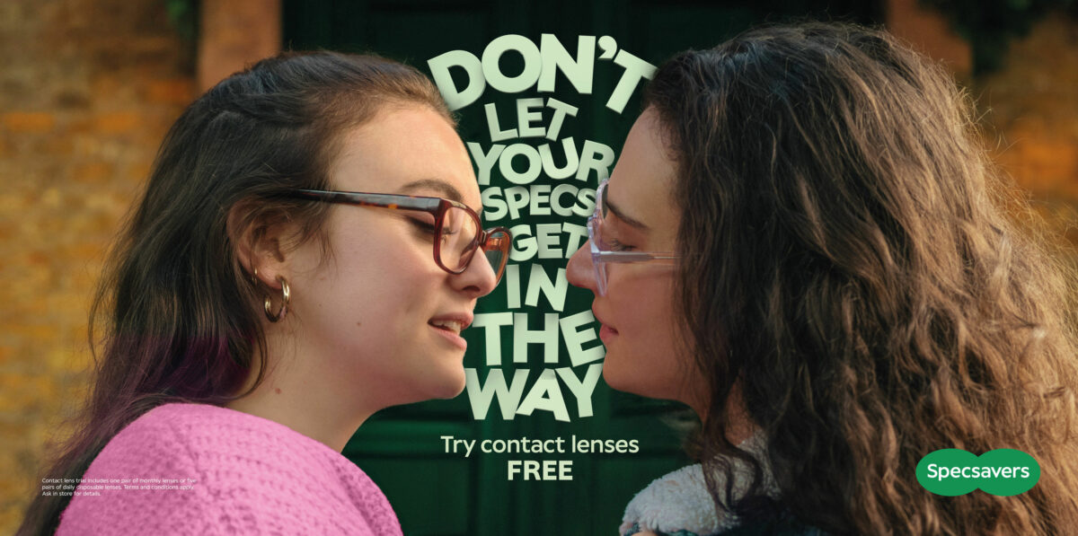 Specsavers says Don't Let Glasses Ruin Your Kiss in renew TV ad