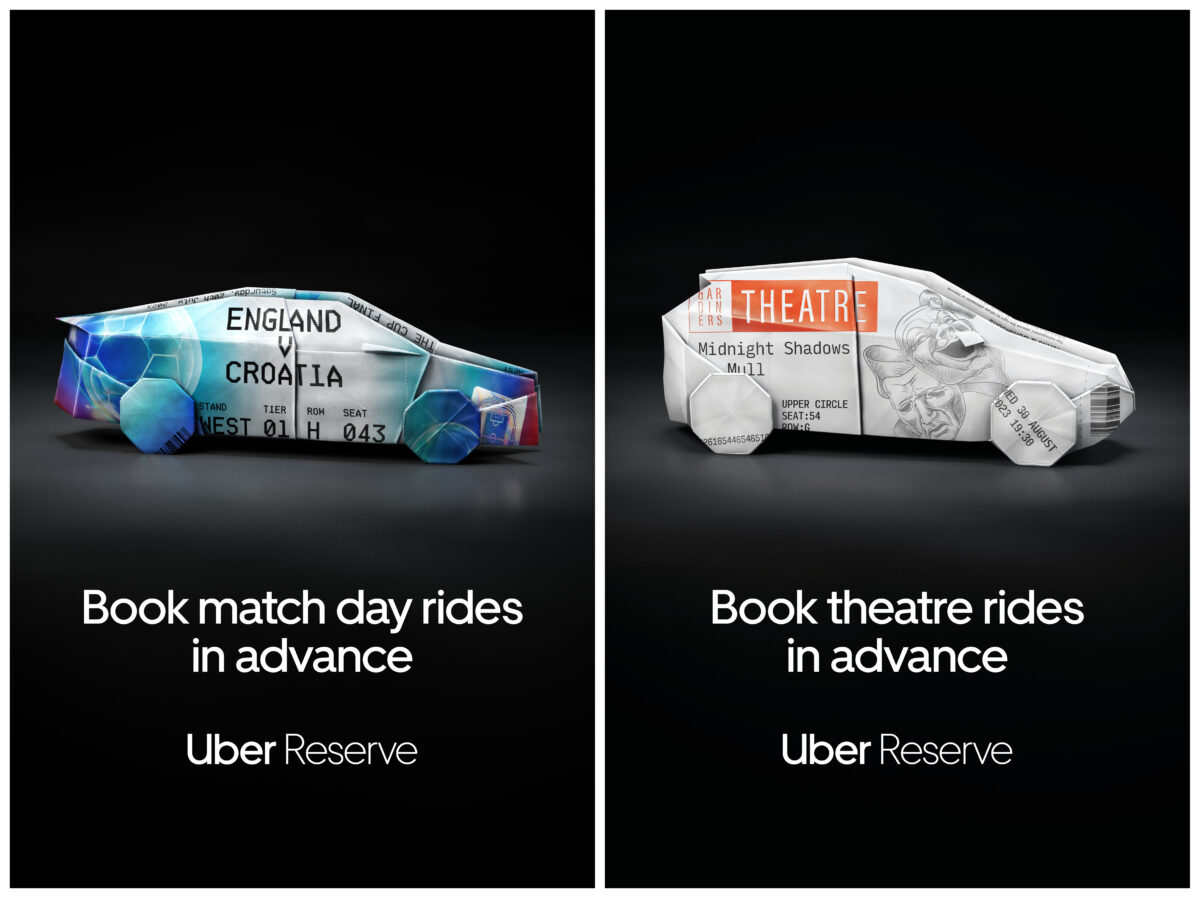 Uber unveils stripped-back origami creative for pre-booking service